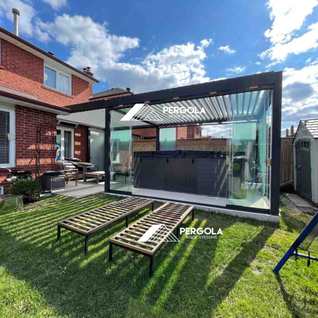 Aluminum Pergola Custom Size with Louvered Roof